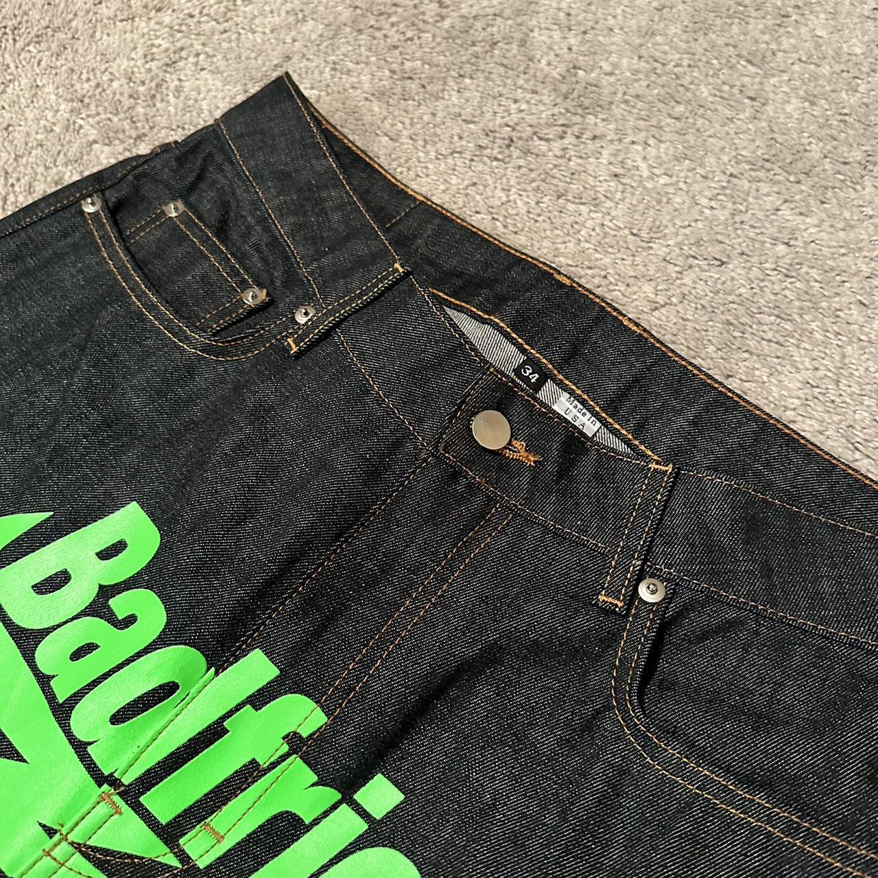 Rare green/black badfriend Jeans Good condition - Depop