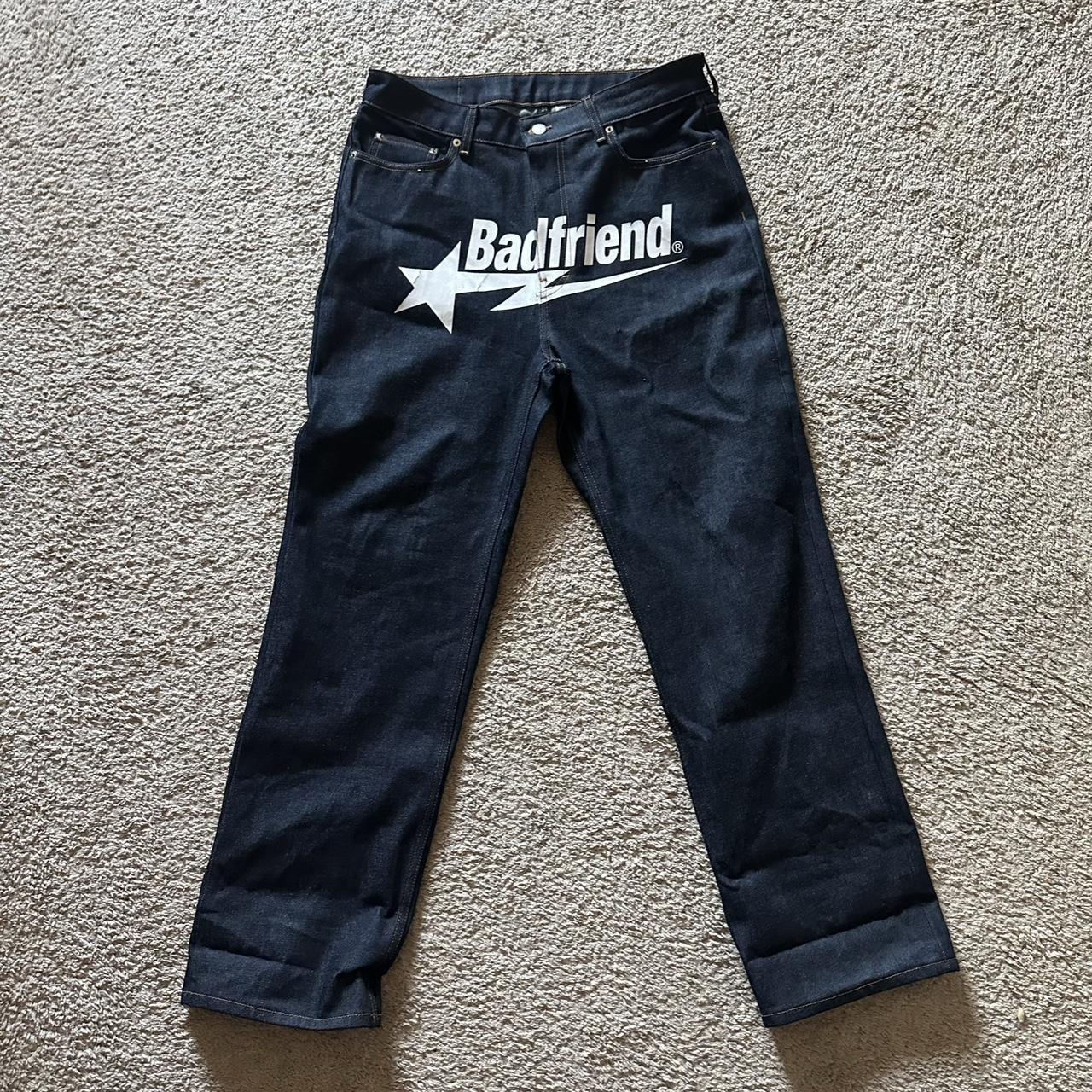 Bad Friend Denim Jeans White/Blk Defect Size 34 - Depop