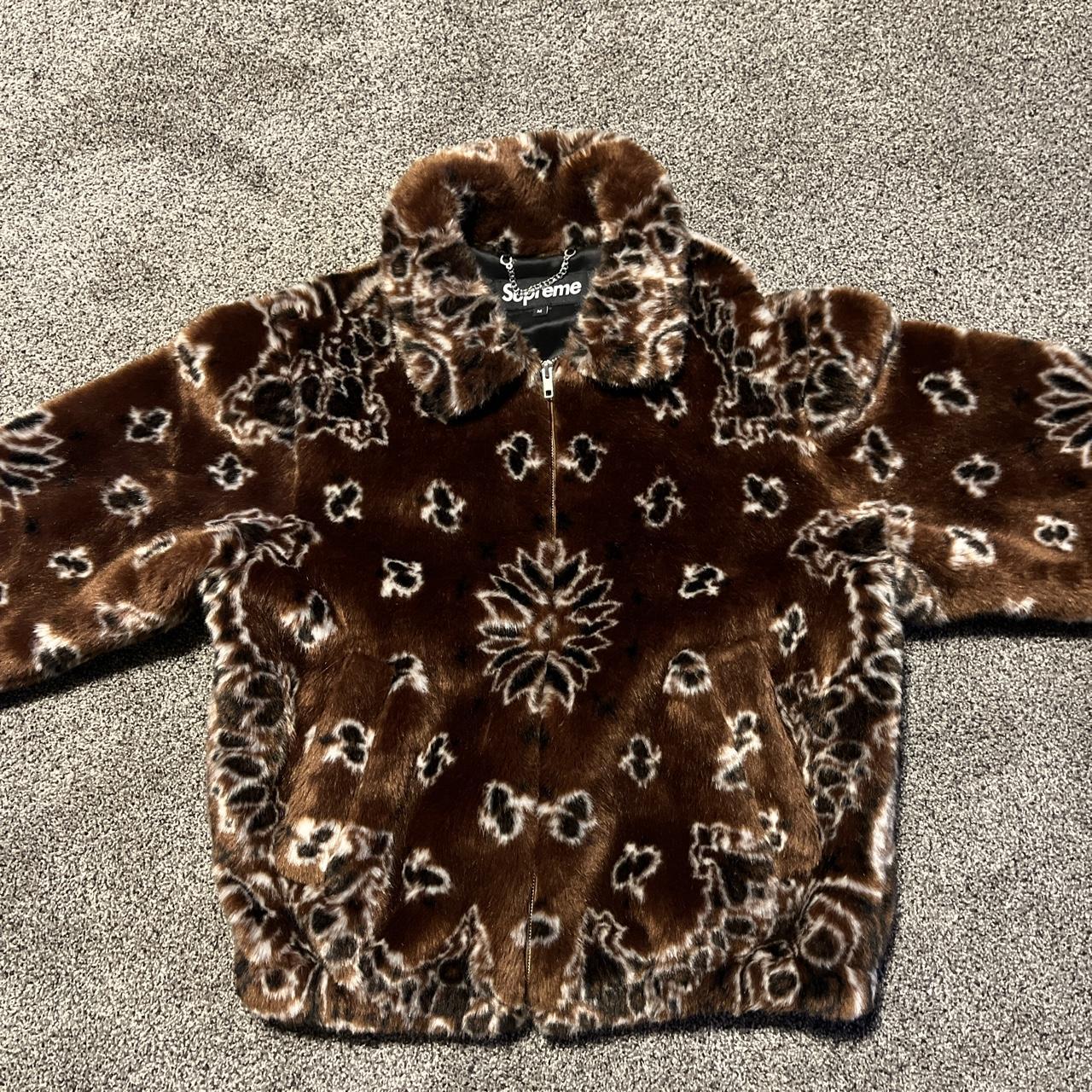 Supreme bandana faux fur bomber jacket - size medium - Depop
