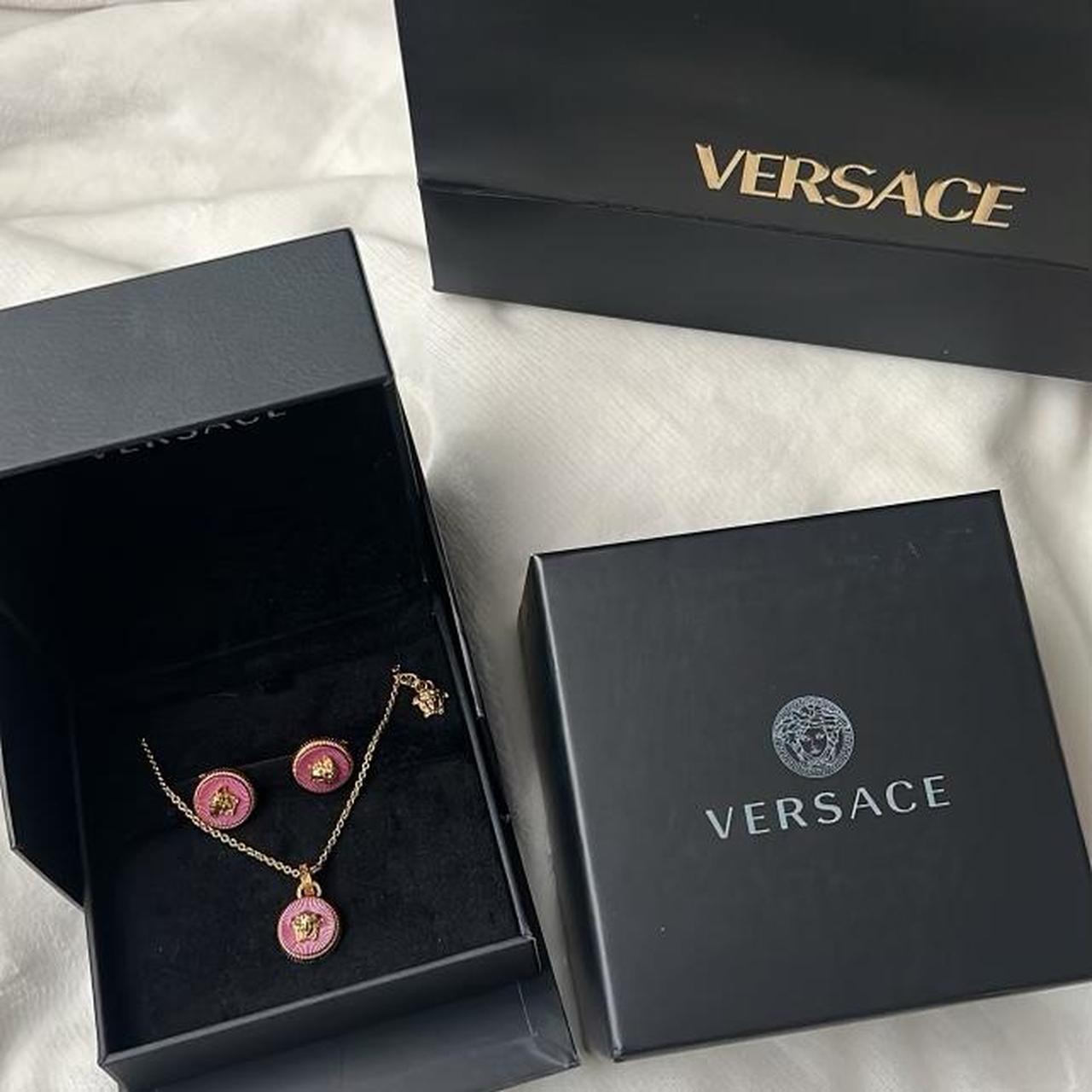 Versace Necklace and Earrings Medusa Coin Charm... - Depop