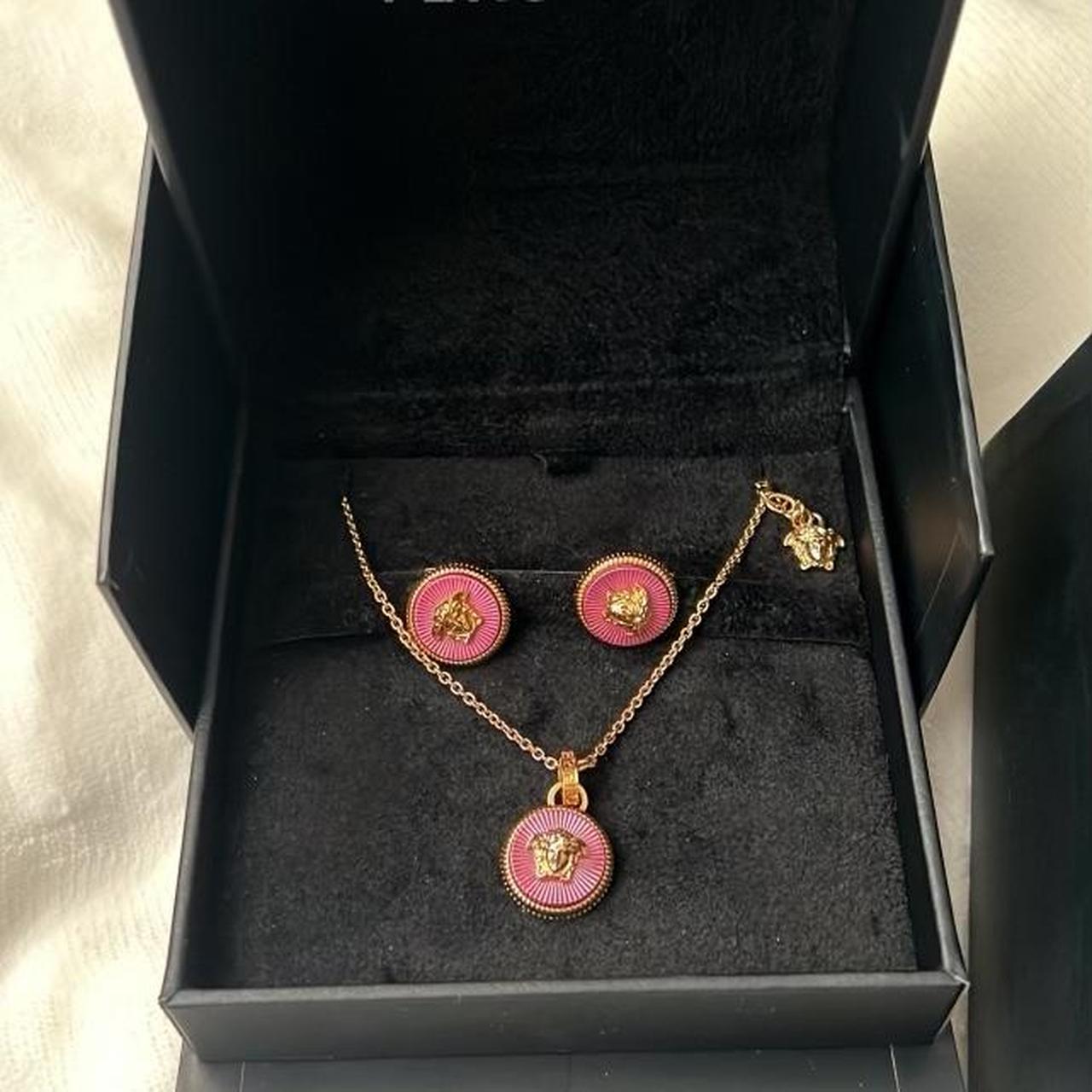 Versace Necklace and Earrings Medusa Coin Charm... - Depop