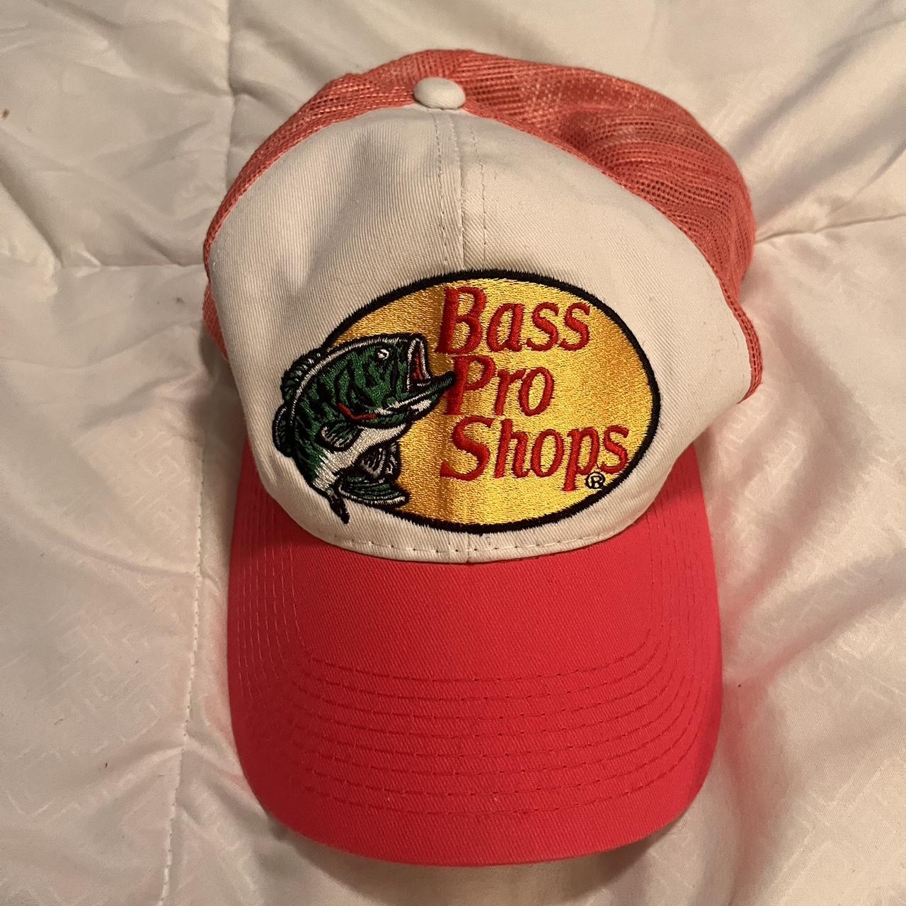 Bright pink Bass Pro Shop hat. The front is solid... - Depop