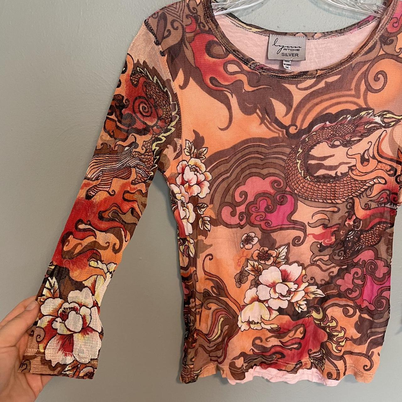 Vintage 2000s mesh top Nice vintage top with solid... | Depop