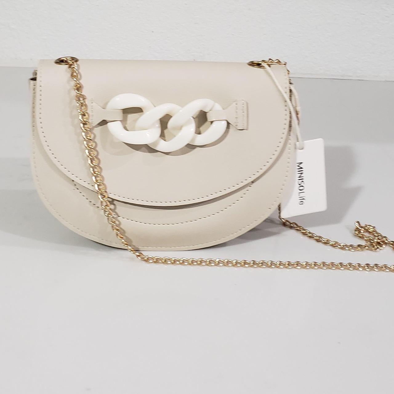 MINISO Half Moon Solid Color Flap Buckle Women... - Depop