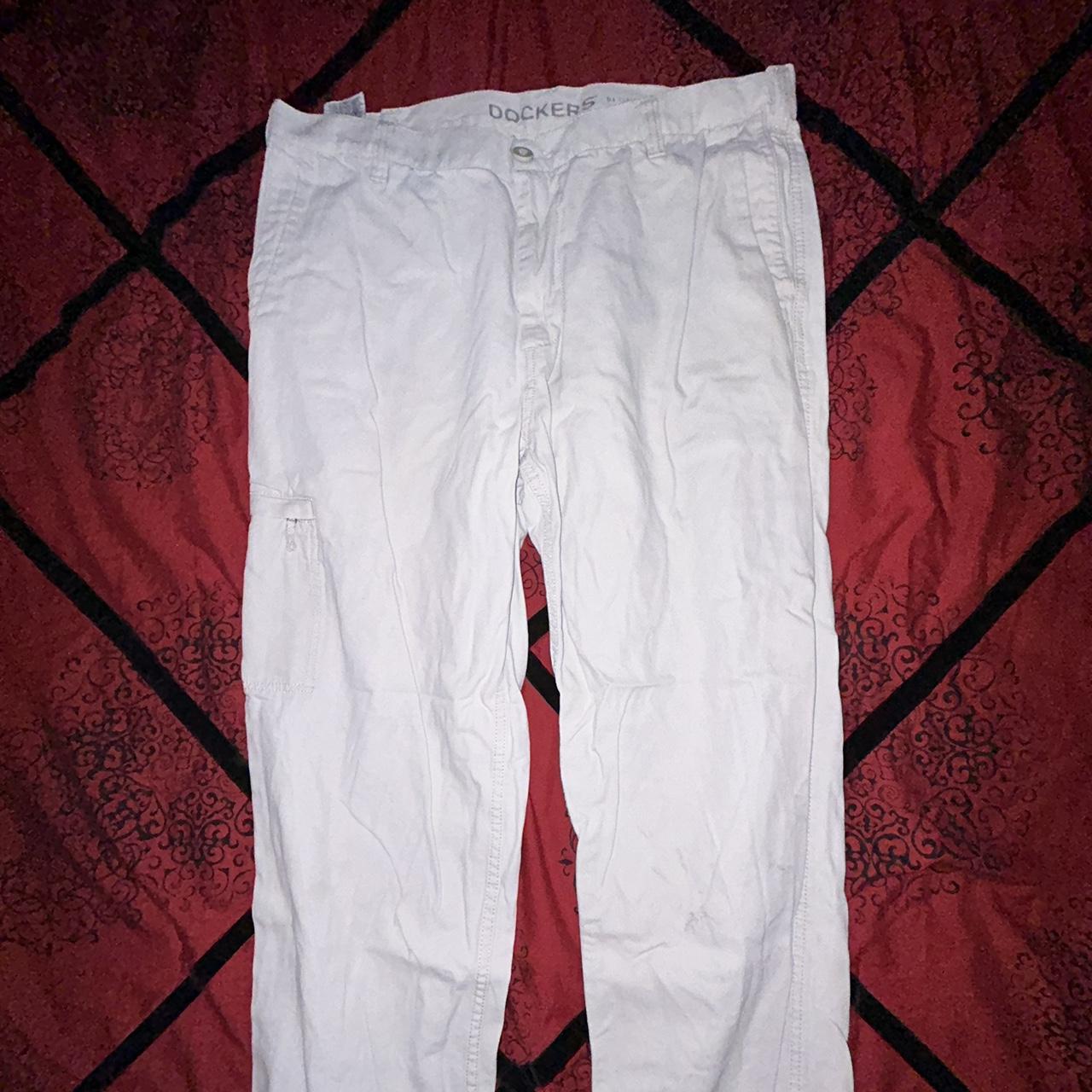 Dockers white cargo pants men’s size: 38x30 unisex... - Depop