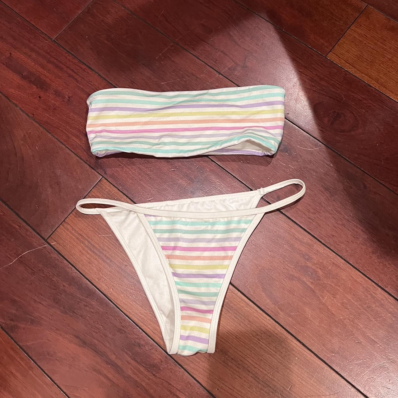 Pac sun candy striped bikini - Depop