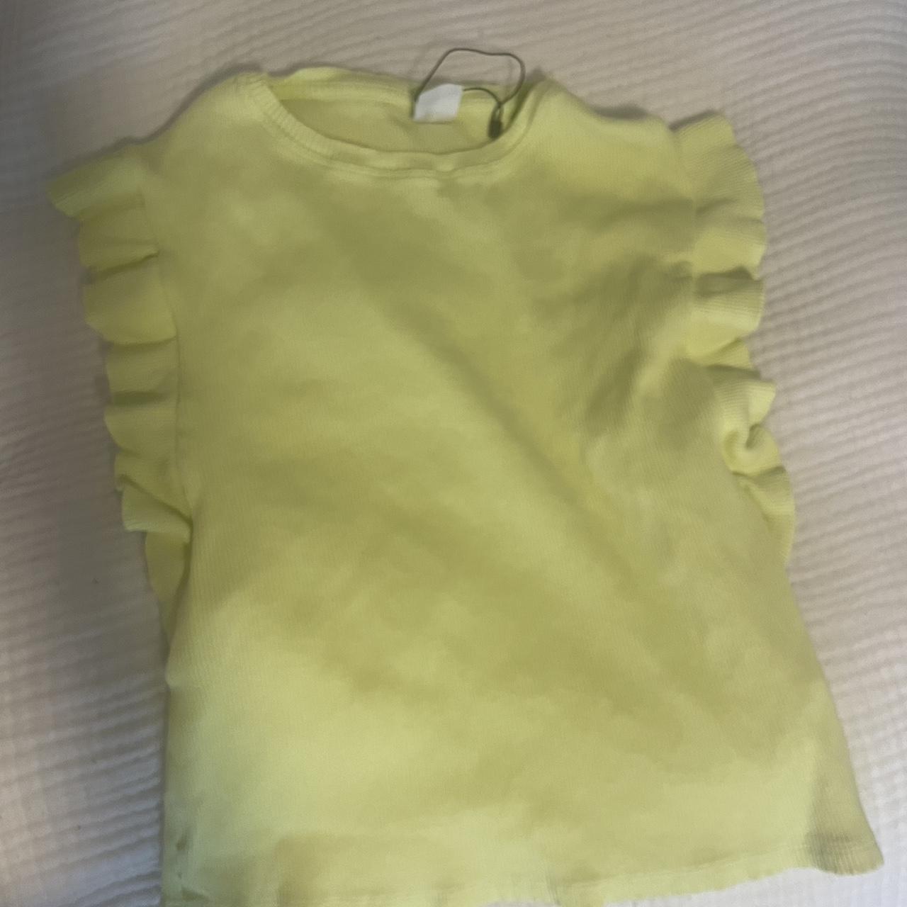 Light neon Zara ruffle tee girls 13/14 but fits xxs-s - Depop