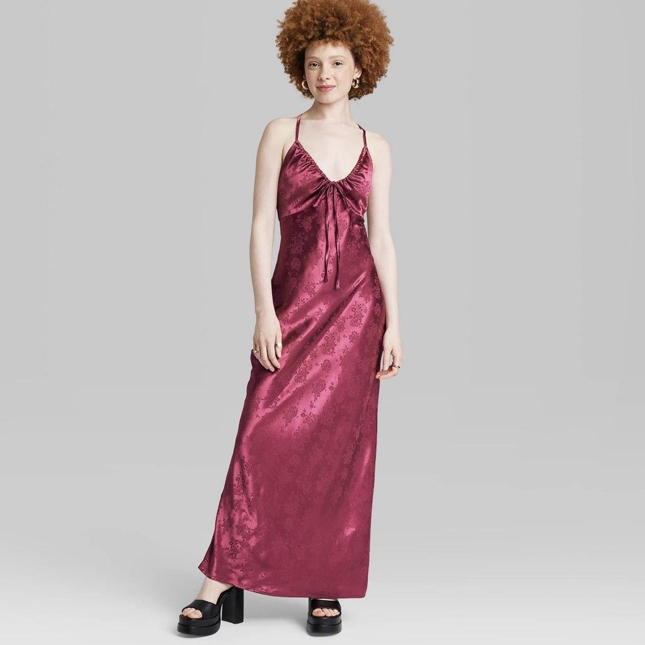 Wild Fable Satin Slip Maxi Dress Size L Burgundy - Depop