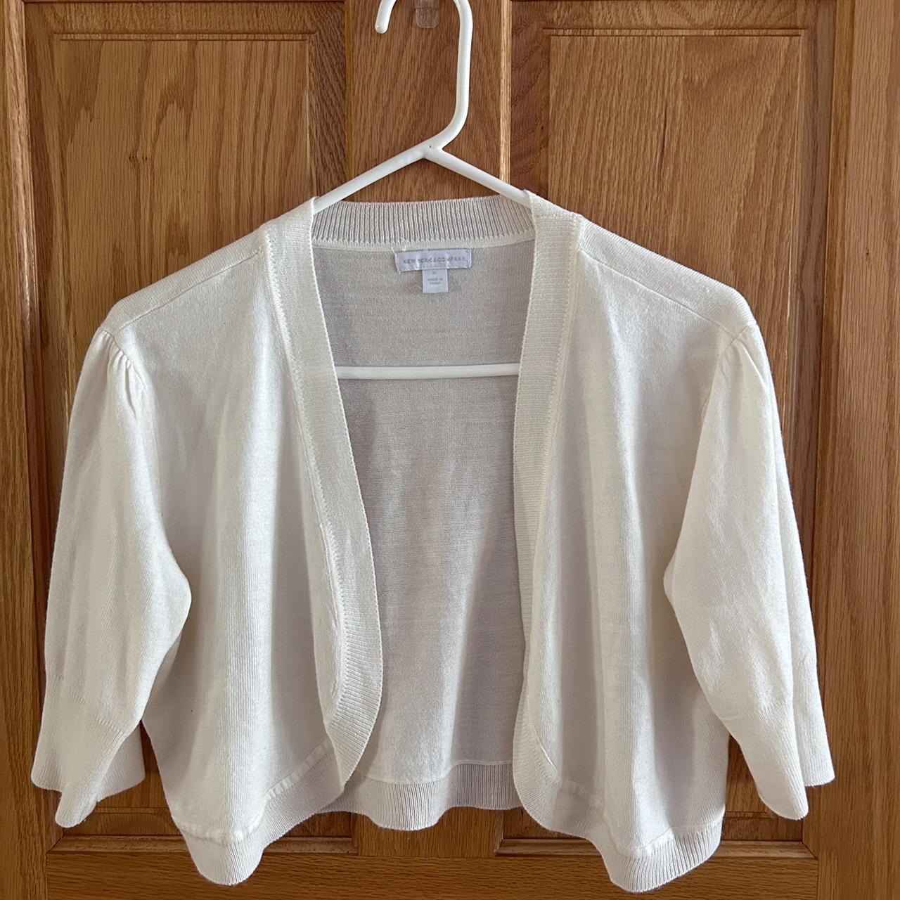 Cream cropped cardigan (XL in kids size, fits like... - Depop