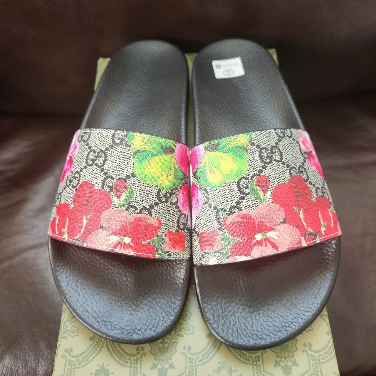 Gucci GG Blooms Supreme Floral Slides/Sandal brand... - Depop