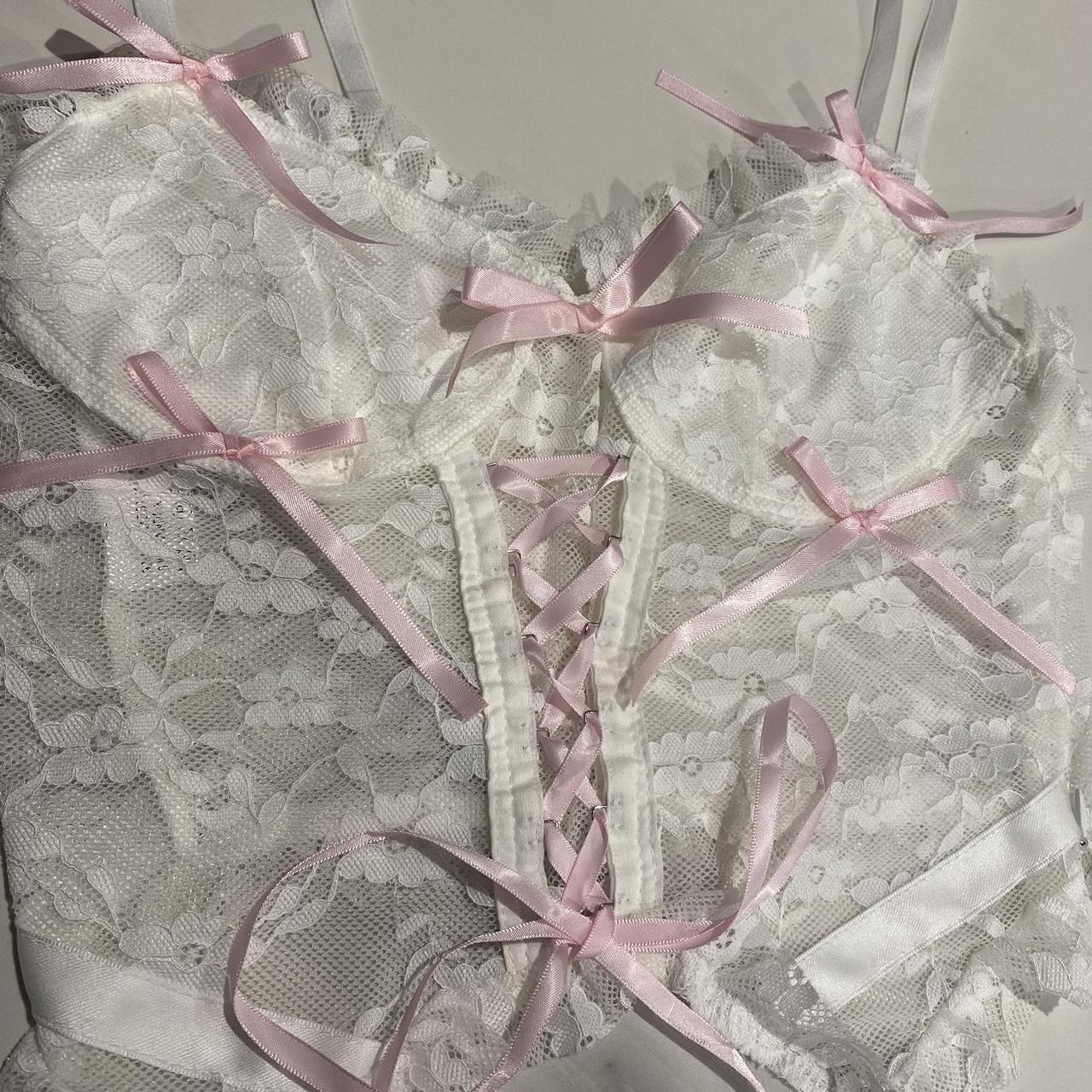 yesstyle sheer cami with pink bows-fully sheer at... - Depop