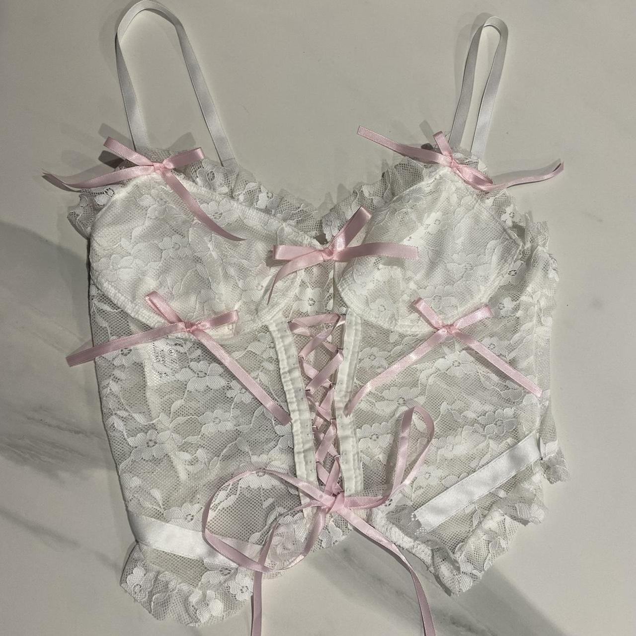 yesstyle sheer cami with pink bows-fully sheer at... - Depop