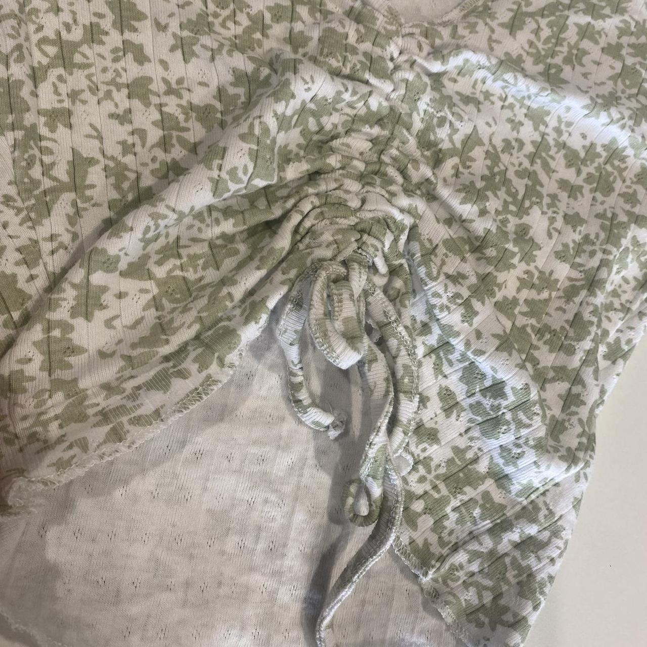 ghanda- green flower cinch crop top in good... | Depop