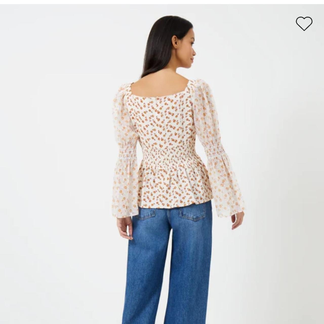 french connection long-sleeve drape blouse cream colour - Depop