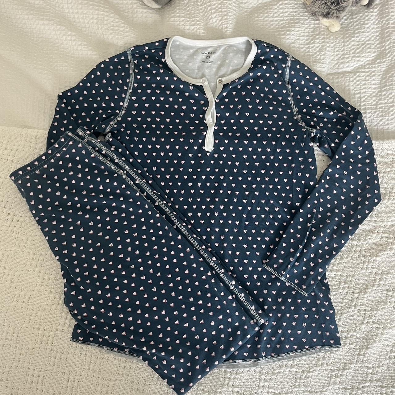 Roller Rabbit PJ set Dark navy blue with white &... | Depop