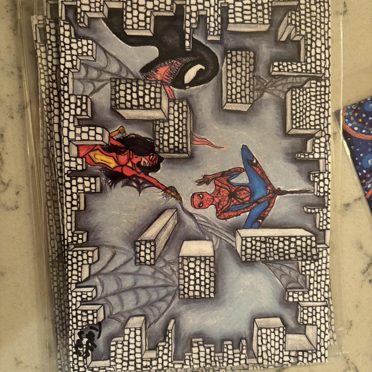 Marvel colored pencil hand made print 5x7 - Depop