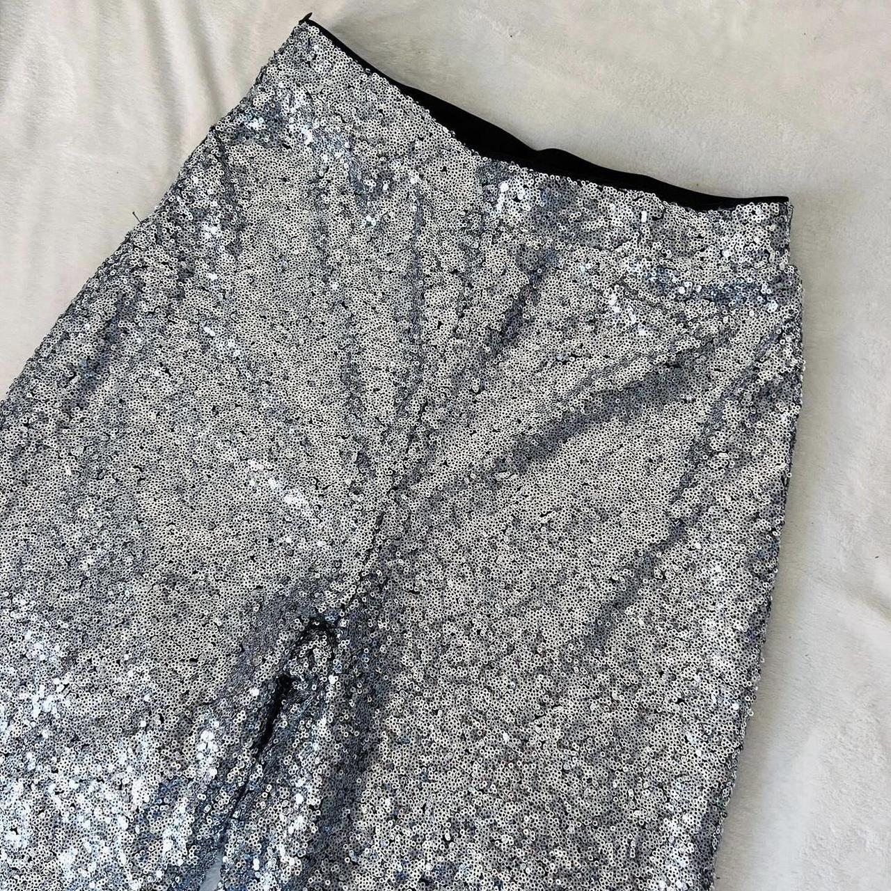 Sparkly sequins pants they stretch to fit both M and L - Depop