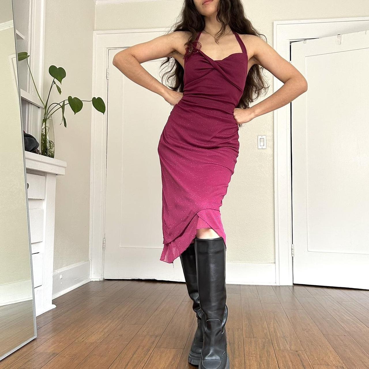 Y2K sparkly pink asymmetrical prom dress. So... - Depop