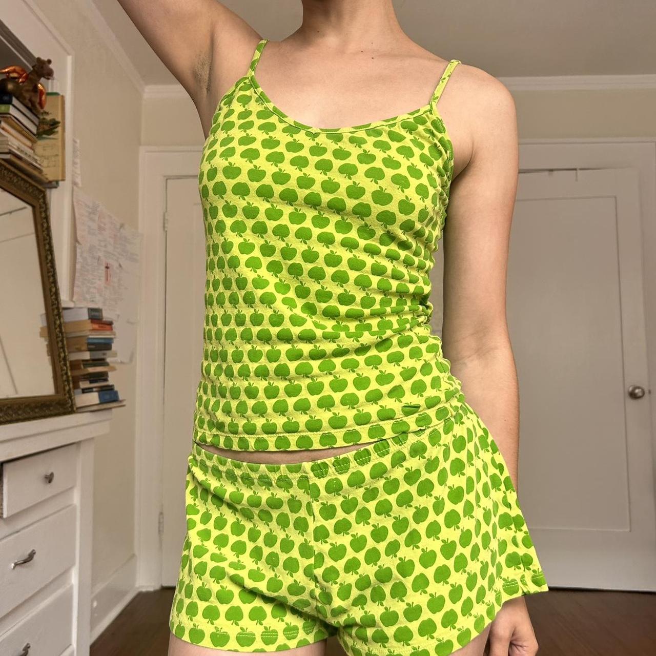 Y2K apple green vintage pajama set So cute haha Love... | Depop