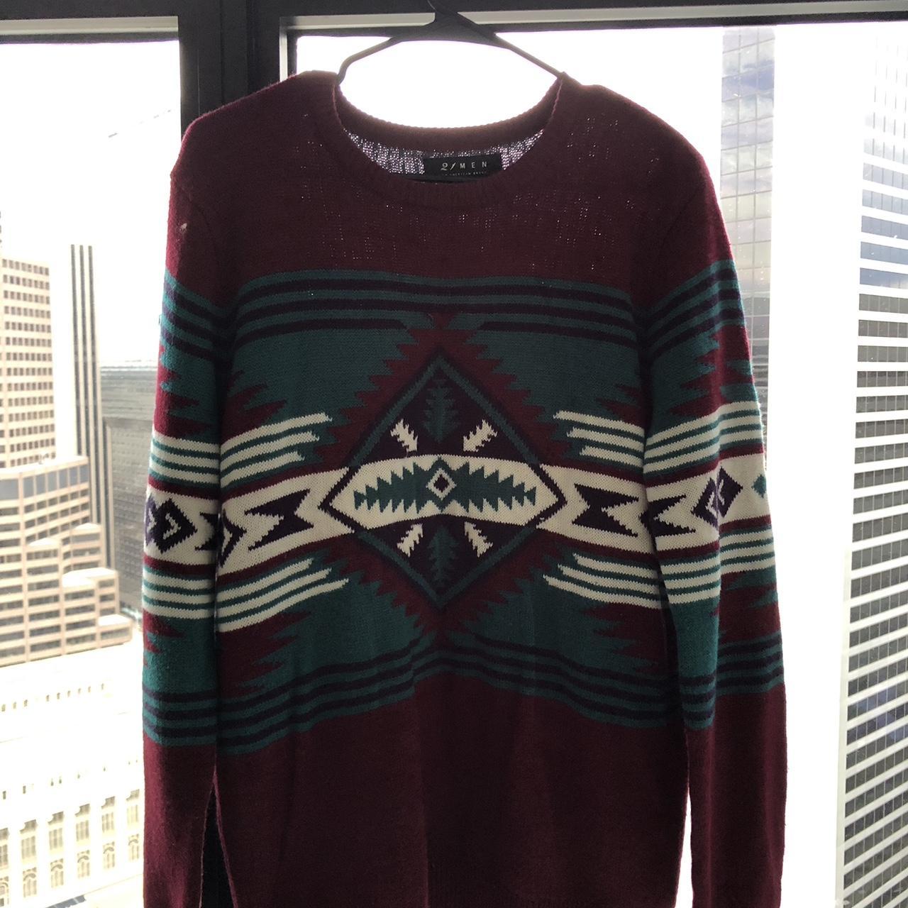 Geometric pattern sweater thick warm large - Depop