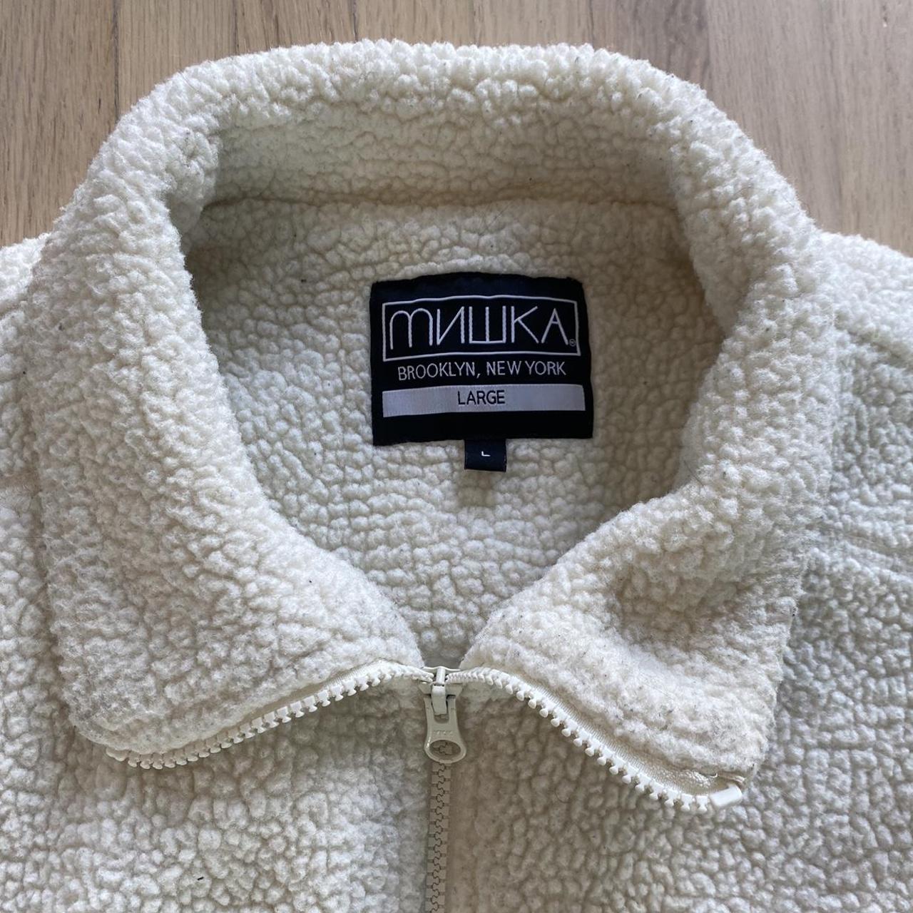 Mishka NYC Fleece Cream Jacket. In Worn Condition.... - Depop