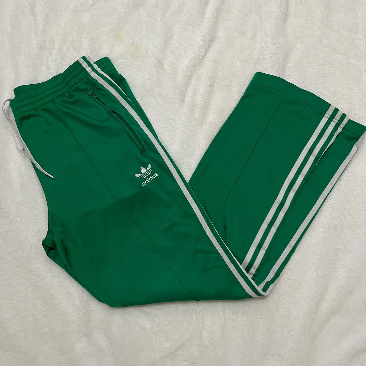 vintage green adidas track pants - size L, zipper... - Depop