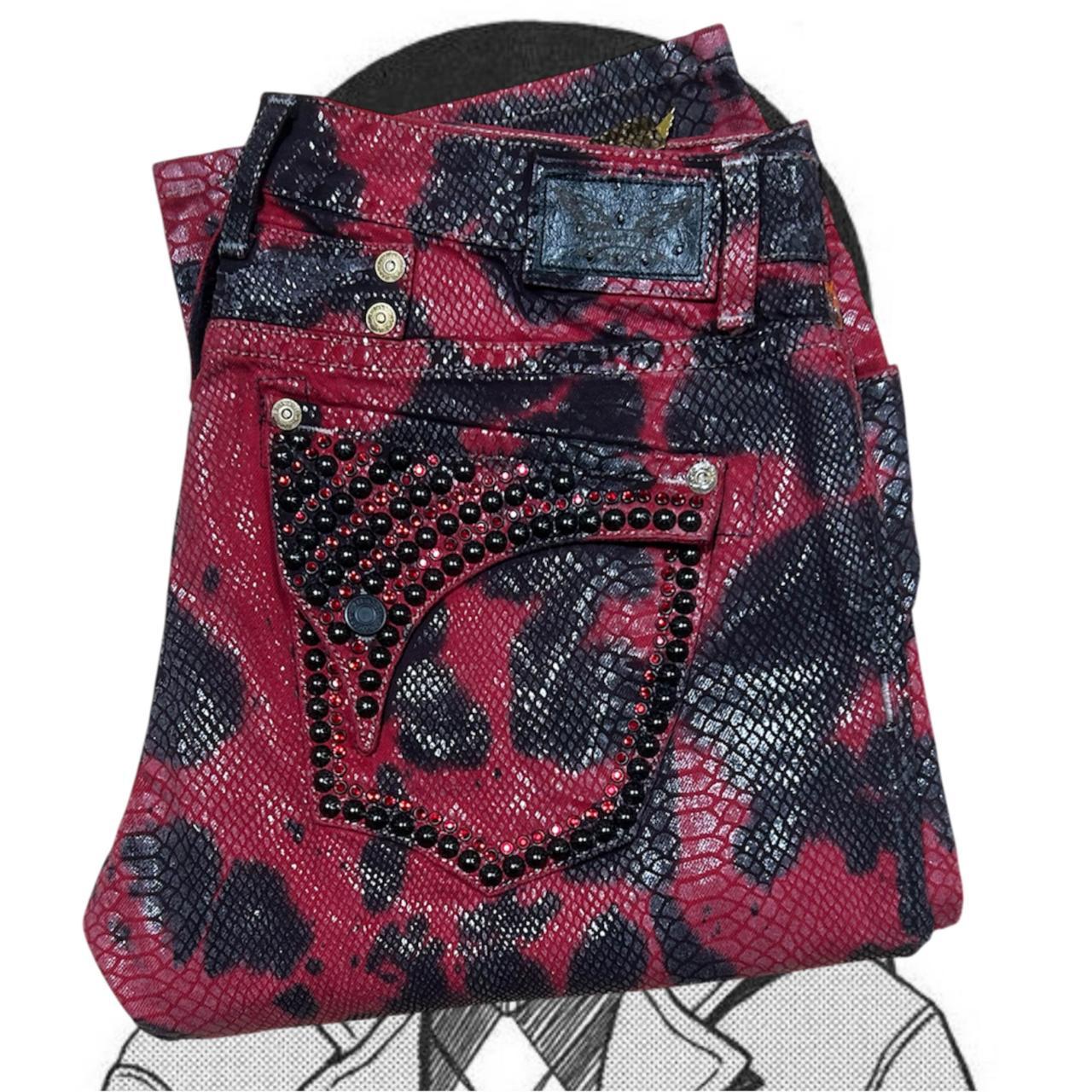 ROBIN JEANS MIAMI RED SNAKE TAGGED 36 RARE ASL BLACK... | Depop