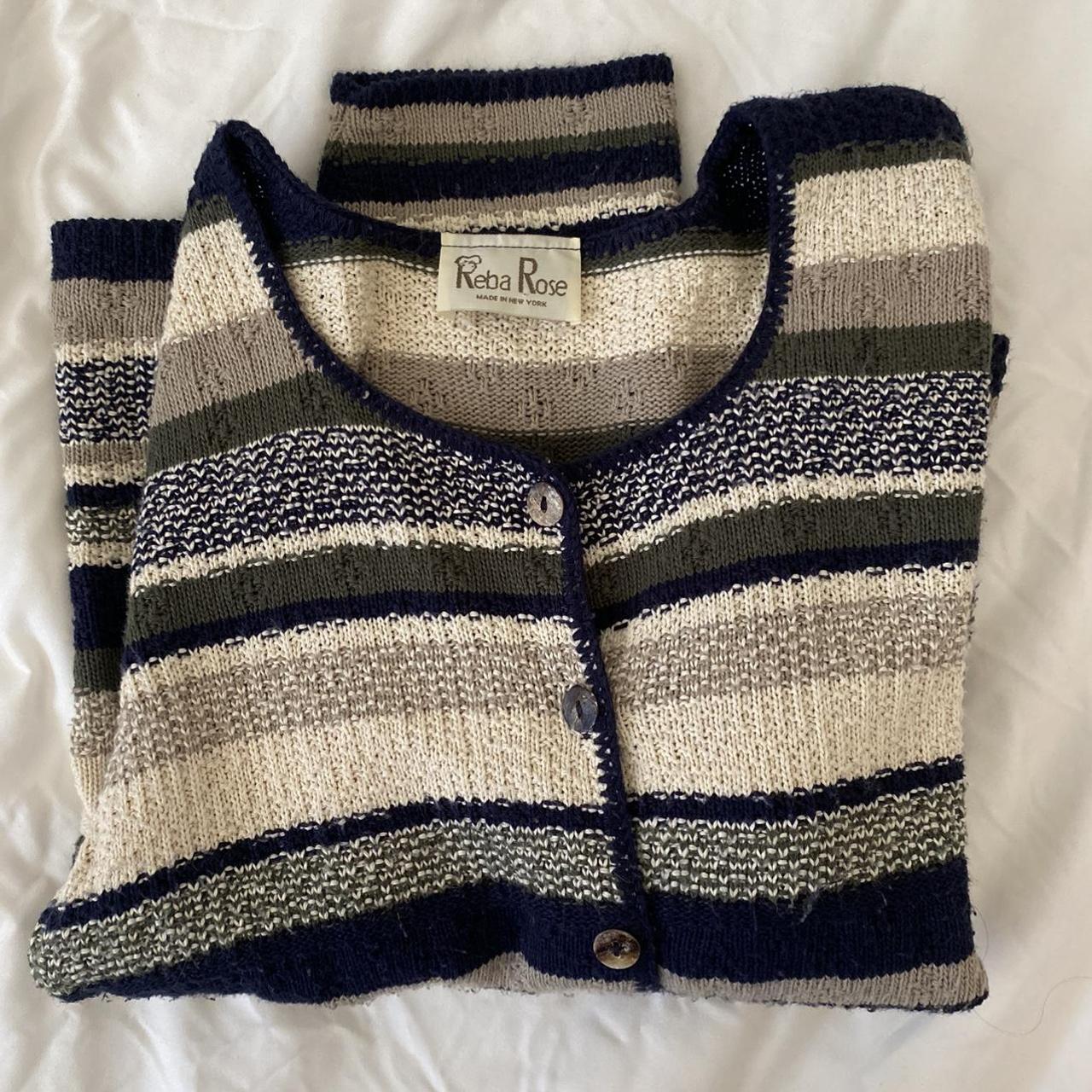 earth tones striped button up cardigan - super comfy... - Depop