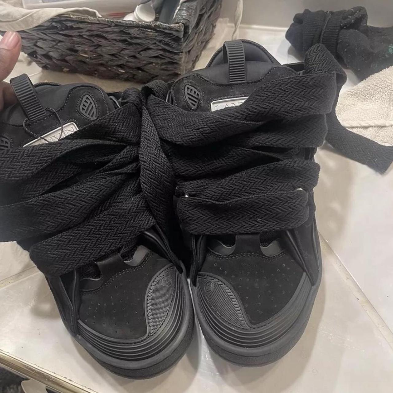 All black lanvin curb sneaker size 44 US size 10.5... - Depop