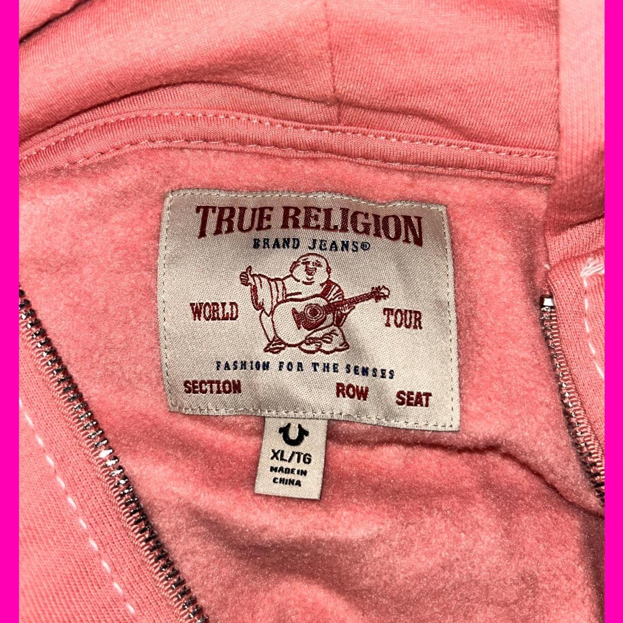 True Religion Women's Pink Hoodie | Depop