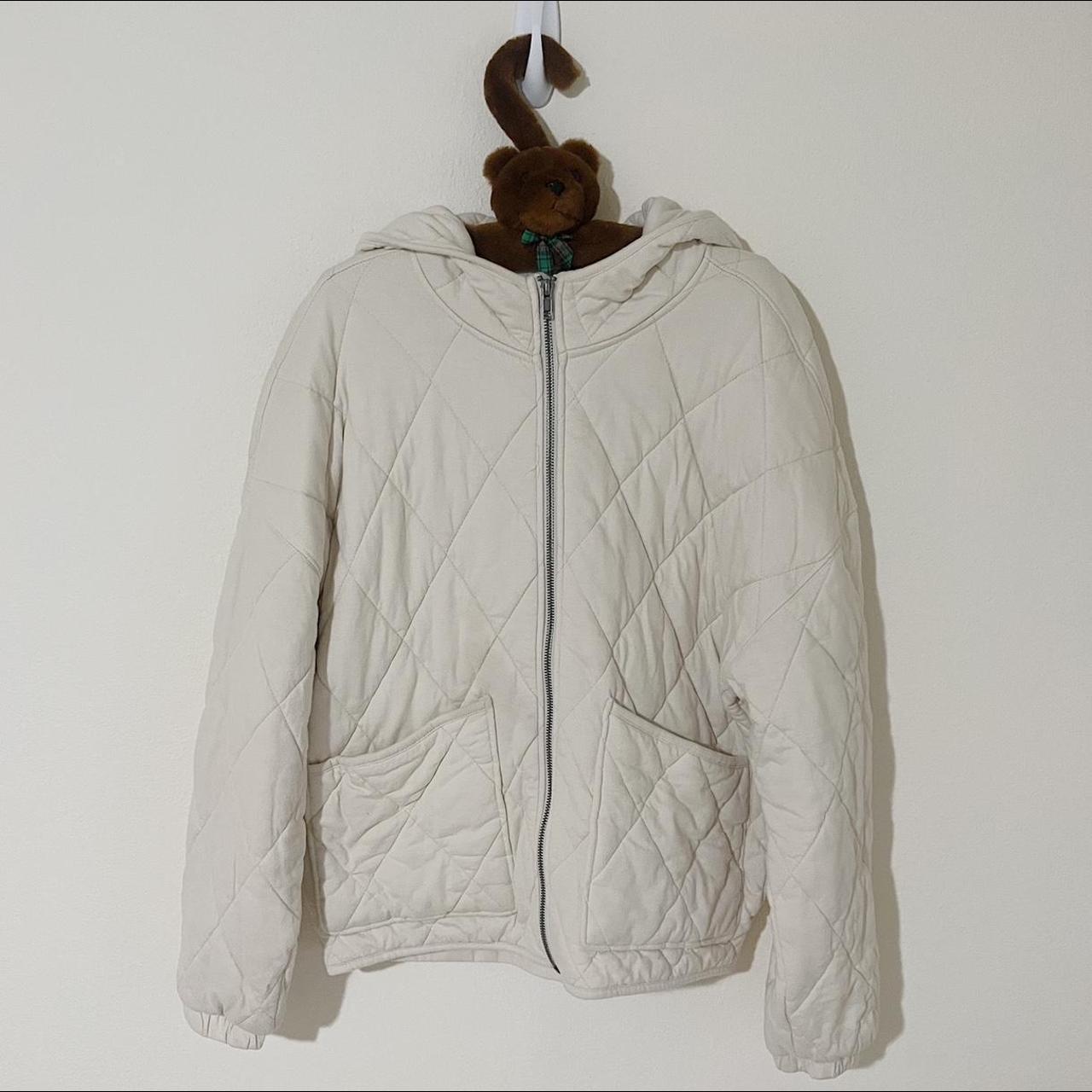 wild fable cream quilted hoodie jacket ♡ • size M •... - Depop