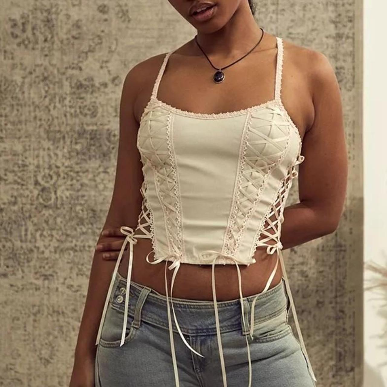urban outfitters kristin lace corset strappy... - Depop
