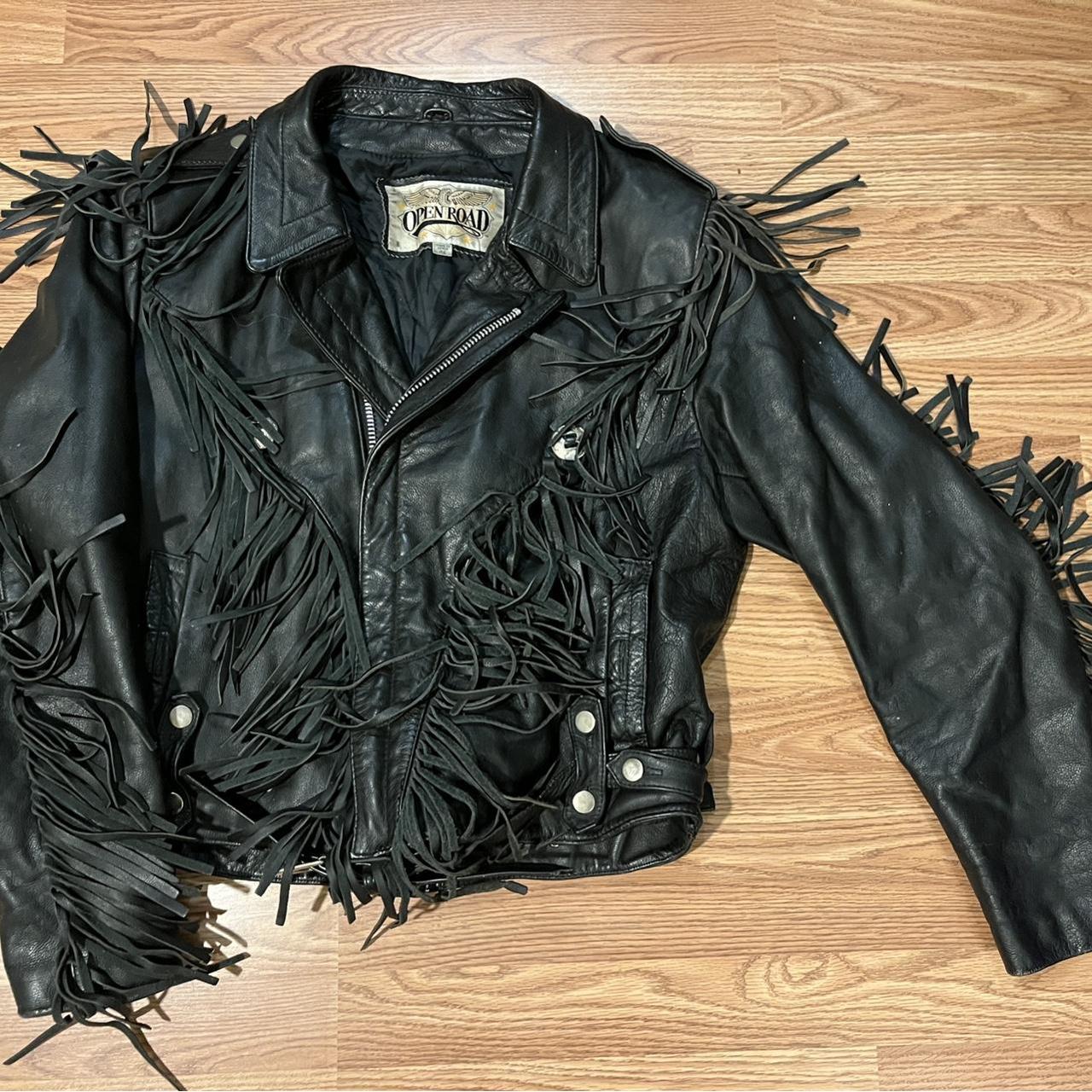 Vintage Open Roads Boho Fringe Leather Jacket good... - Depop