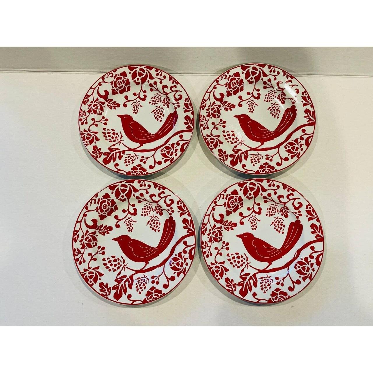 Pier 1 Imports Red Bird Salad Dessert Plates Set... - Depop
