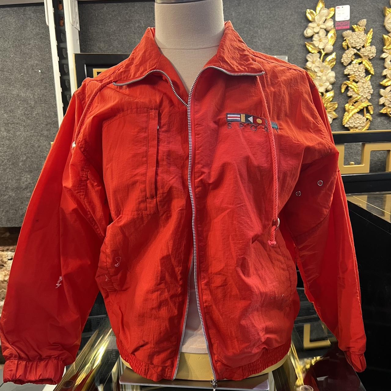 Vintage bright red Sport windbreaker - sinched... - Depop