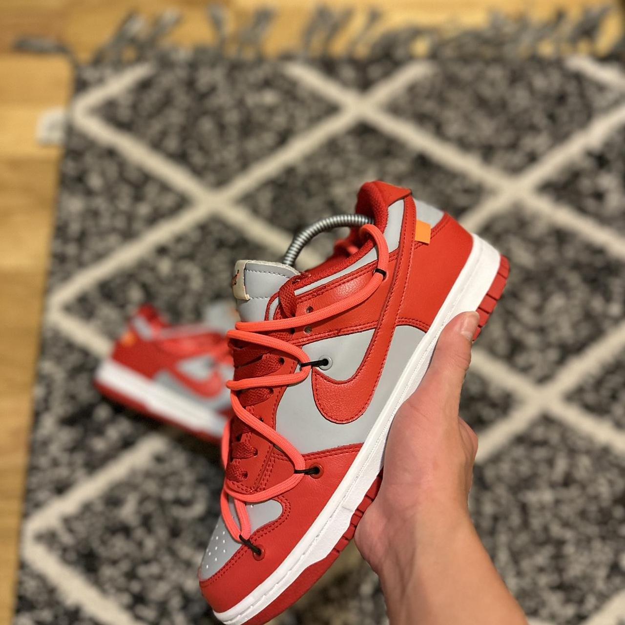 University Red Off White Dunks No Box MENS 7 WOMANS 8.5 - Depop