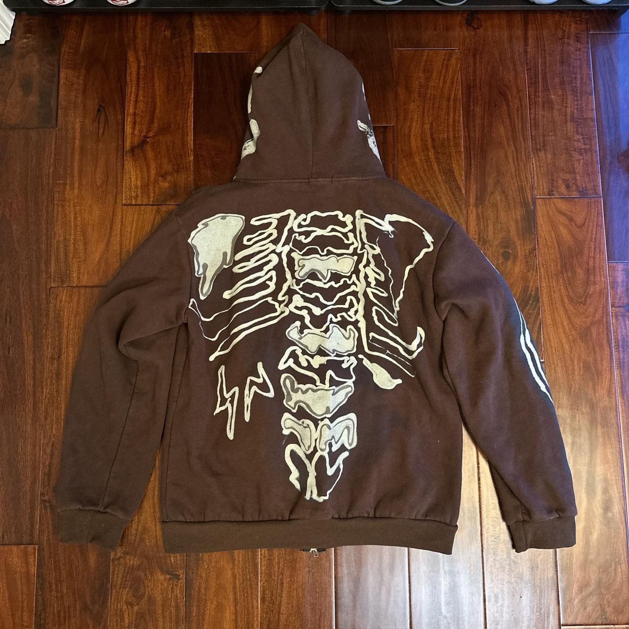 Travis Scott: Brown Skeleton Design Full Double Zip... - Depop