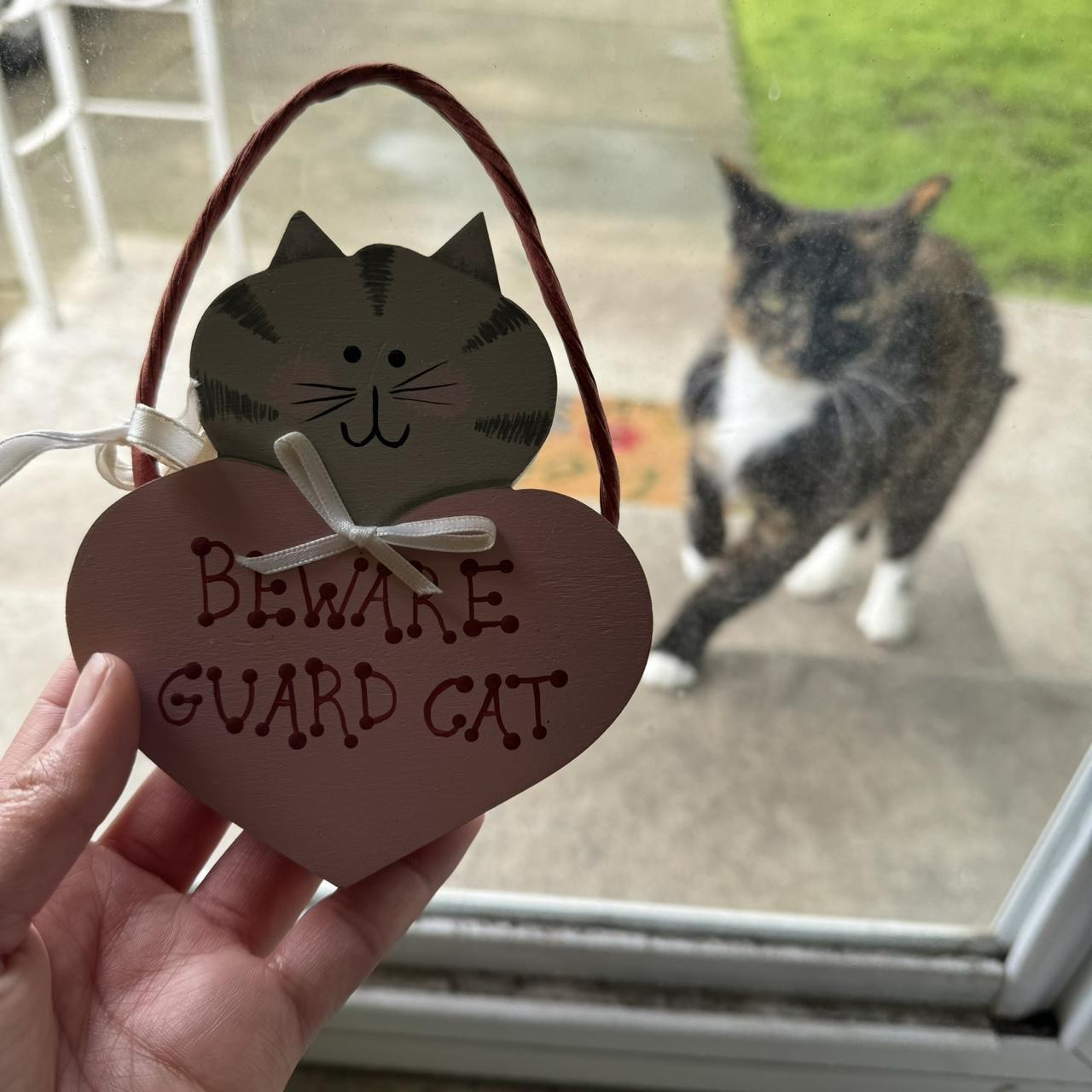 Cat sign A doorknob sign beware of guard cat - Depop