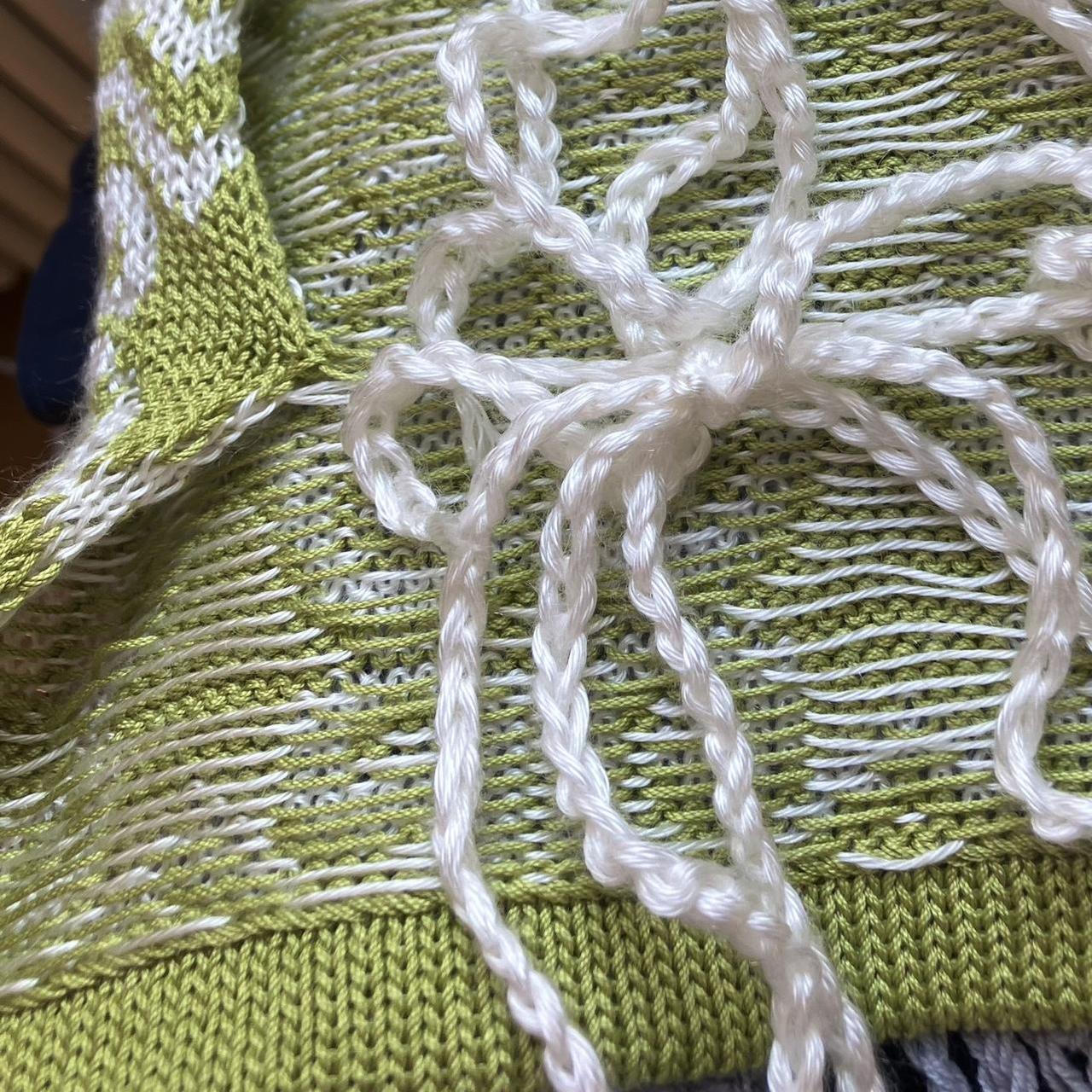 Handmade backless knit top in lime green and white... - Depop