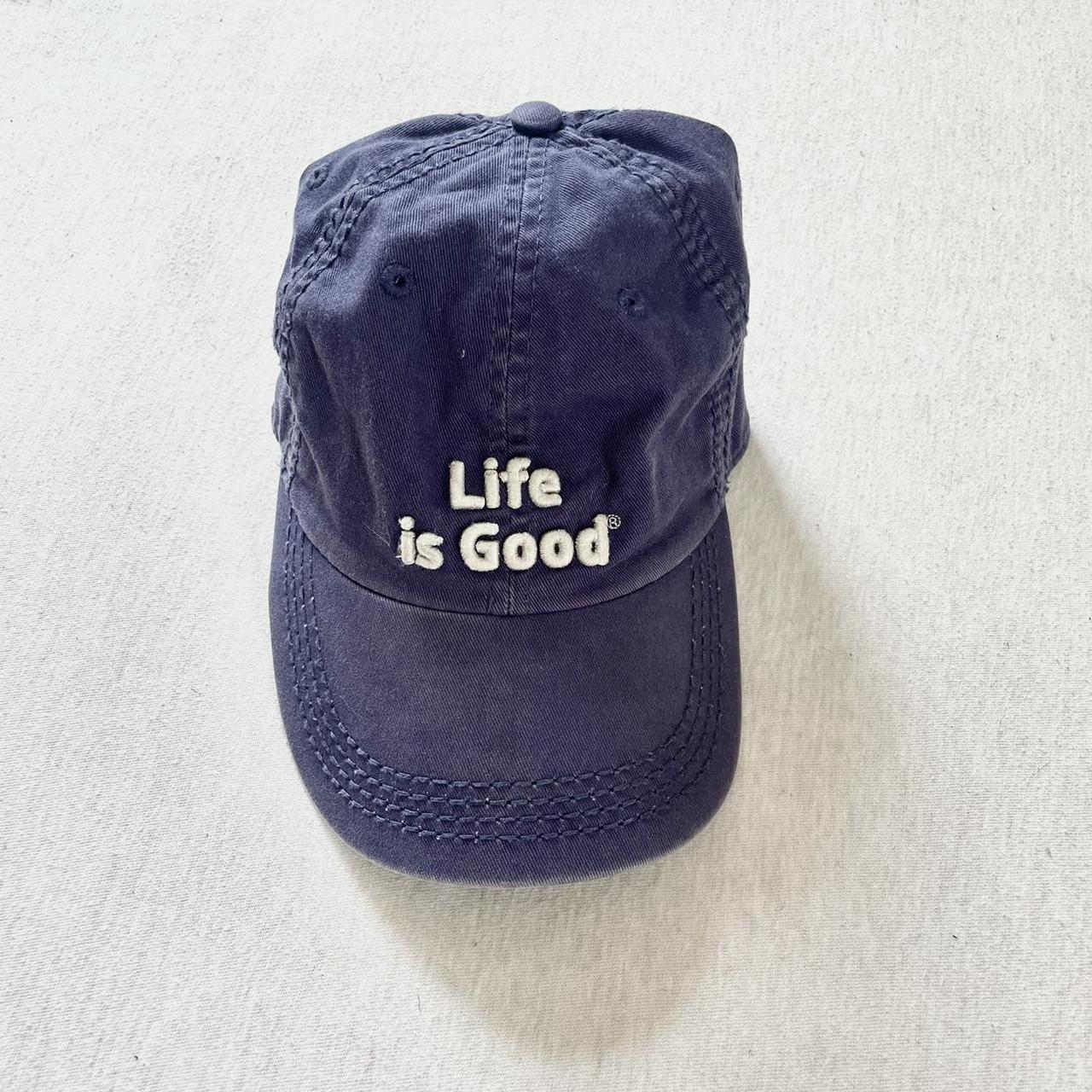 Life Is Good baseball cap Navy blue with white... - Depop