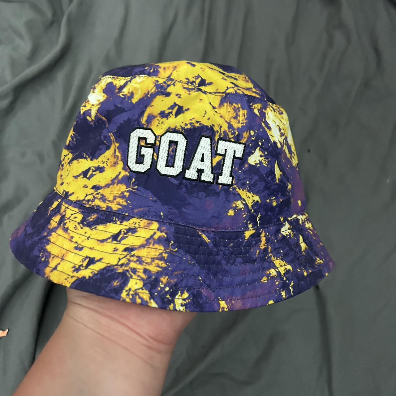 G.O.A.T purple and yellow bucket hat - Depop