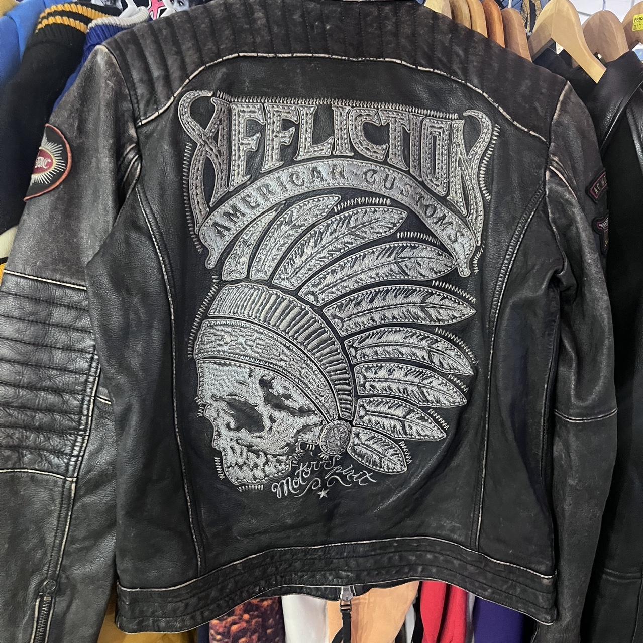 Limited edition numbered affliction leather jacket... | Depop