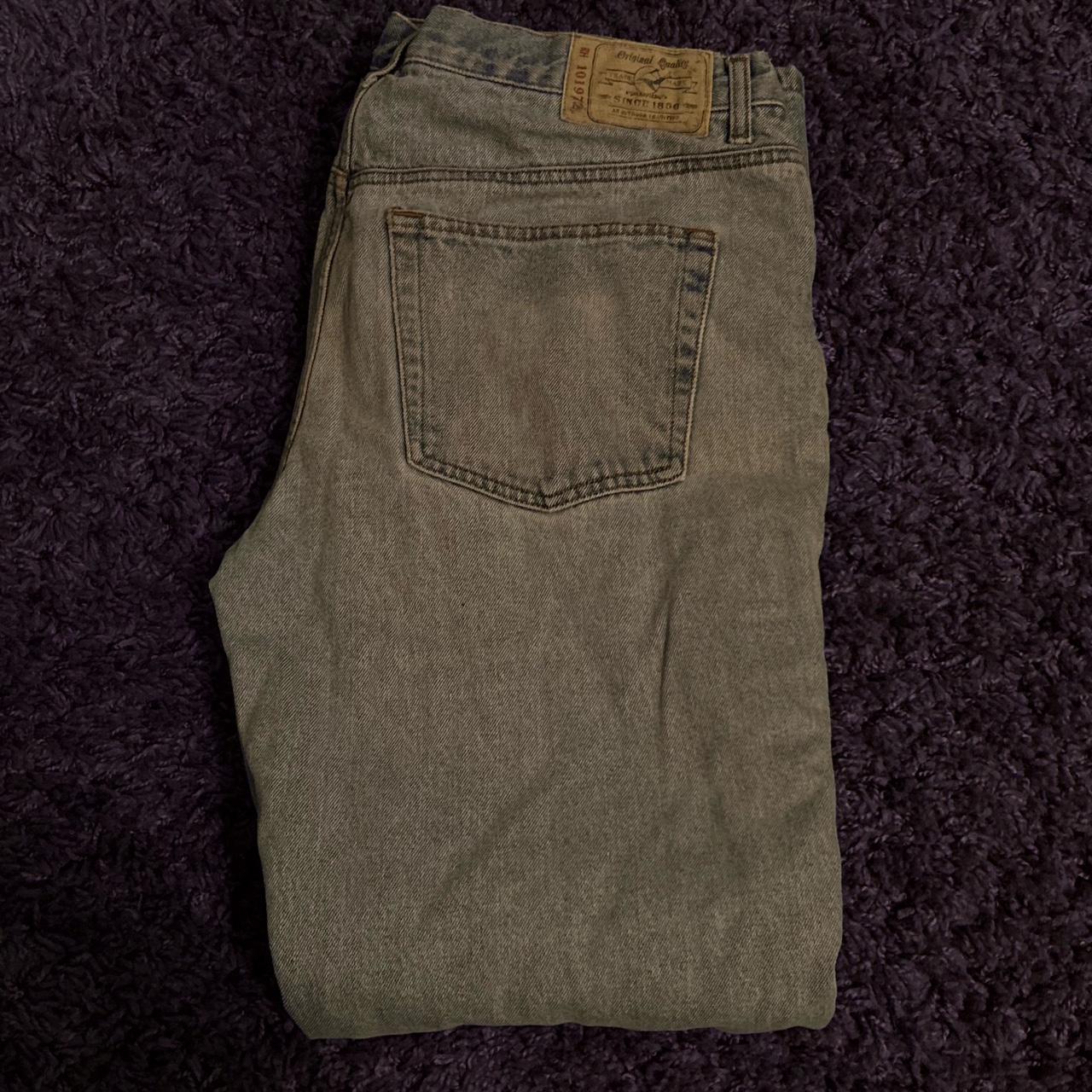 BASS PRO SHOP (red head) JEANS SIZE 34x34 *fuzzy... - Depop