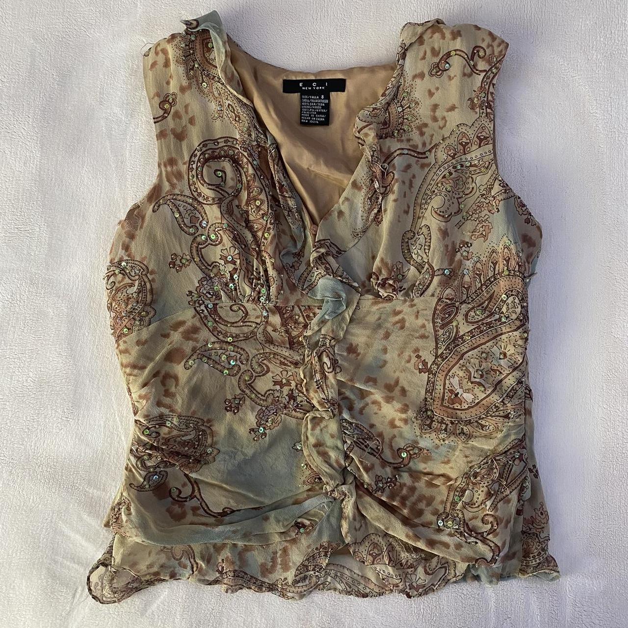 Early 2000’s Beaded Top very soft double... - Depop