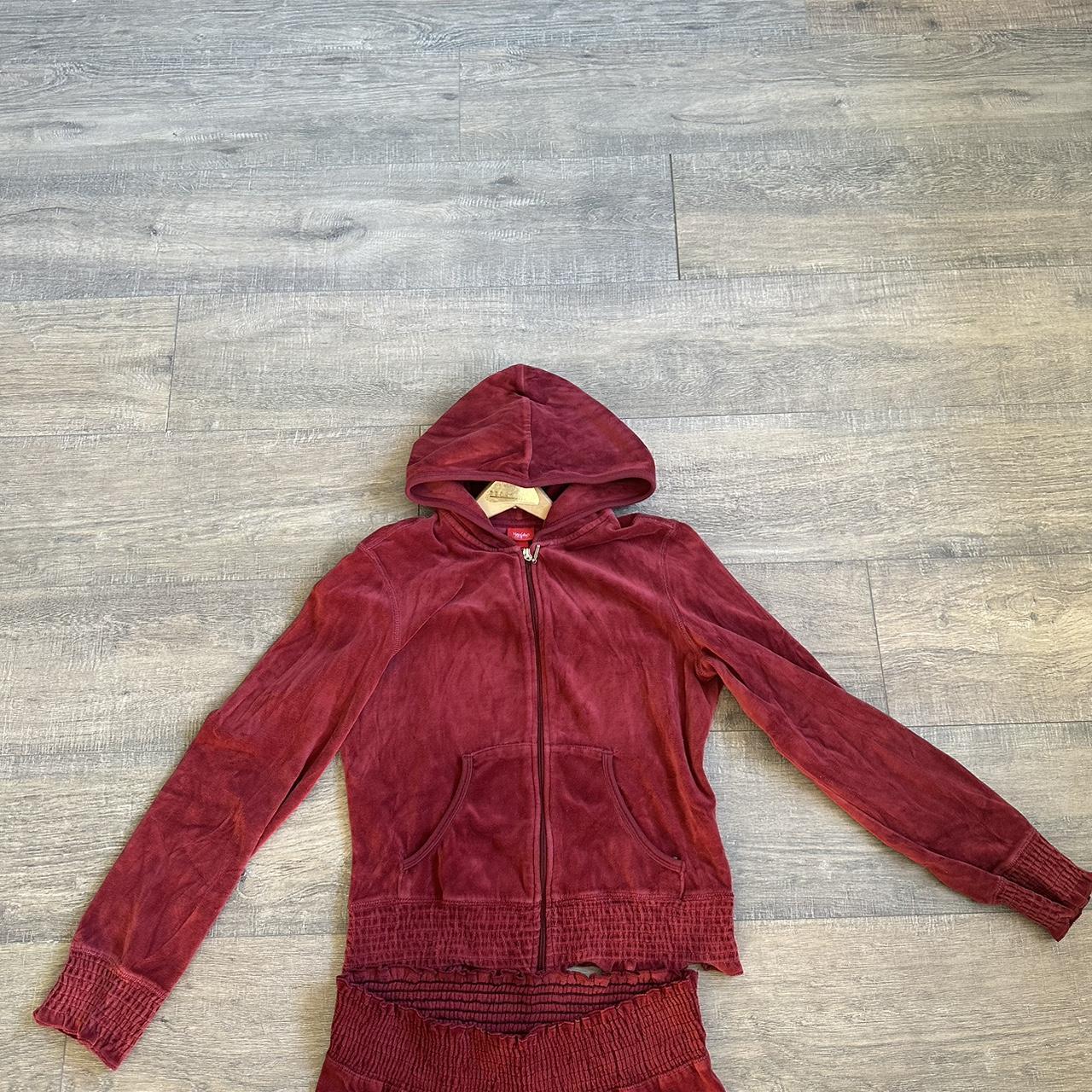 Mossimo Red Velour Track Suit Flared Pants Cosmetic... - Depop