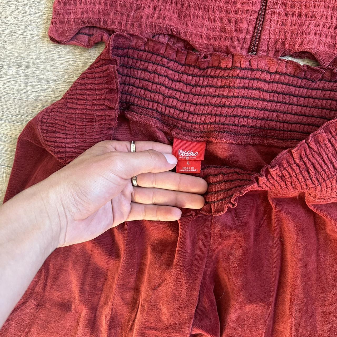Mossimo Red Velour Track Suit Flared Pants Cosmetic... - Depop