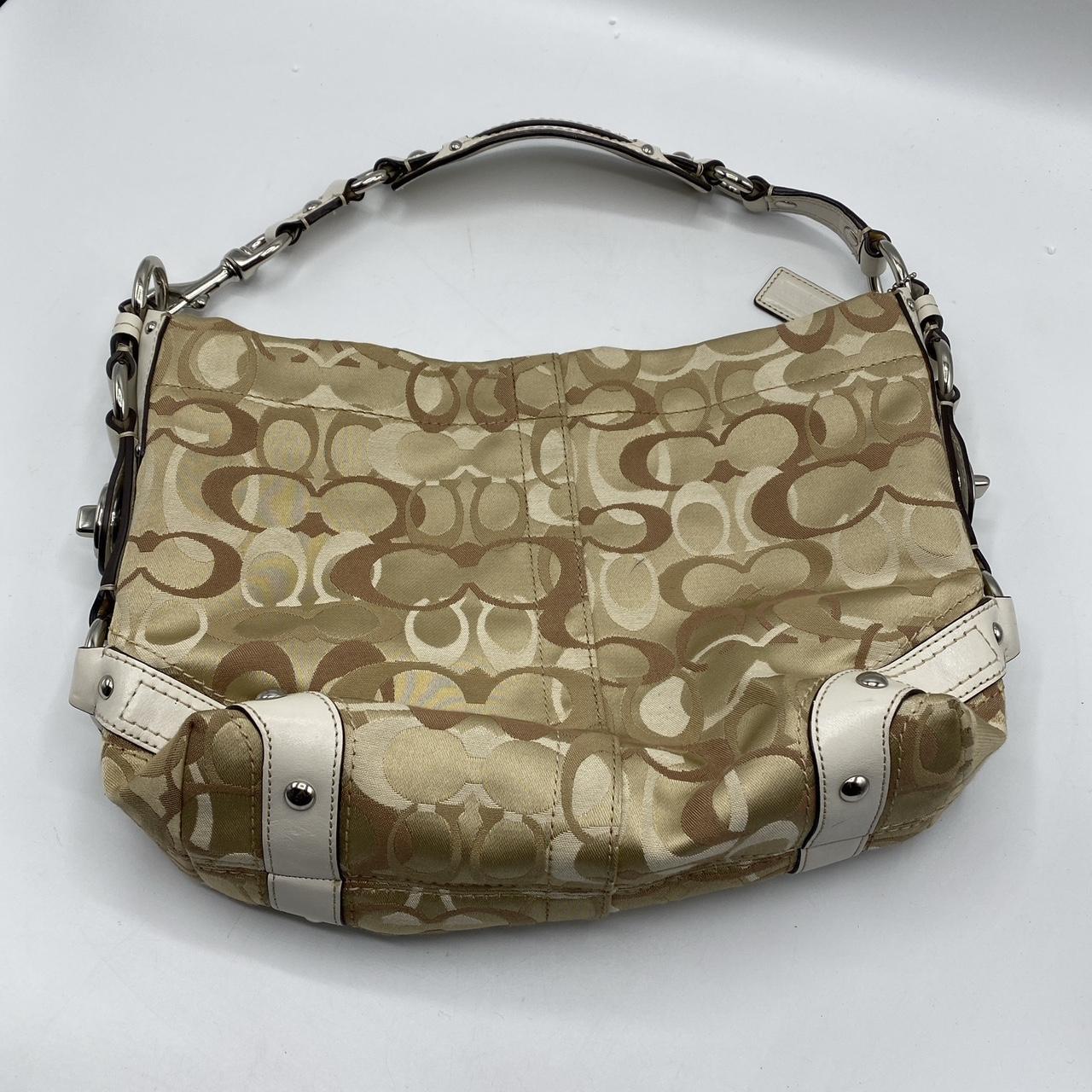 Coach Tan Gold Signature Satchel Purse Hand Bag 12 x... - Depop