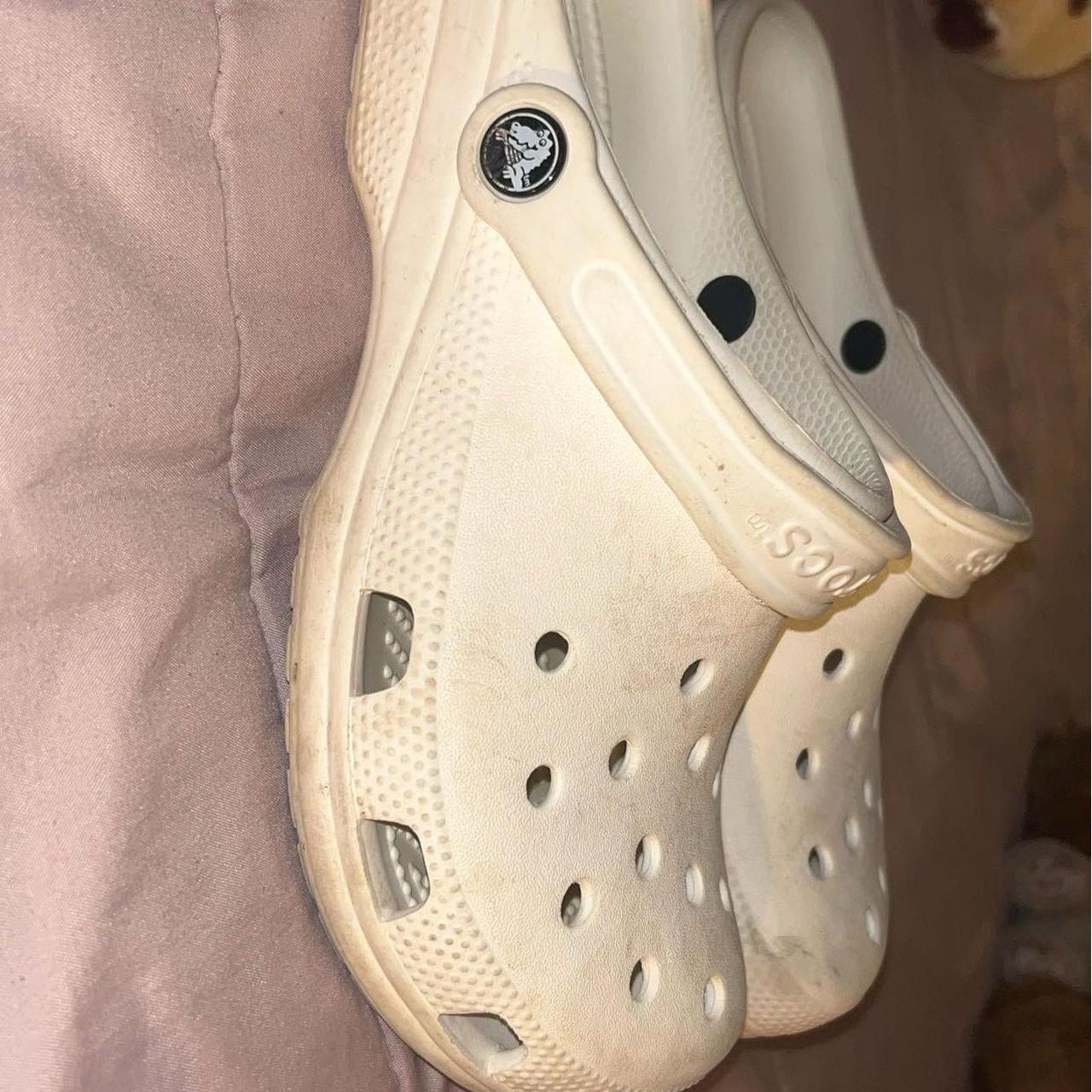 White regular crocs - Depop