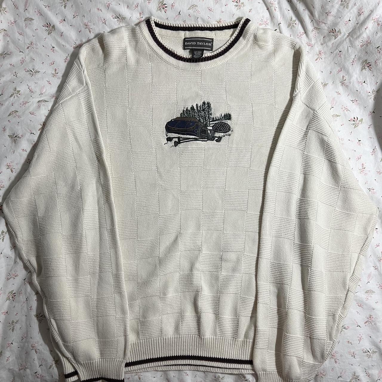 David Taylor Sweater 📏 XXL #DT #Sweater #White - Depop