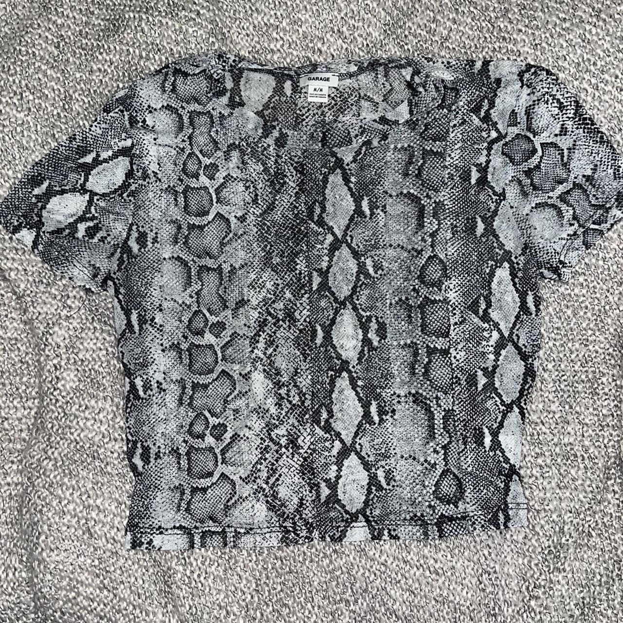 Garage Snake Skin Mesh top. Never Worn. - Depop